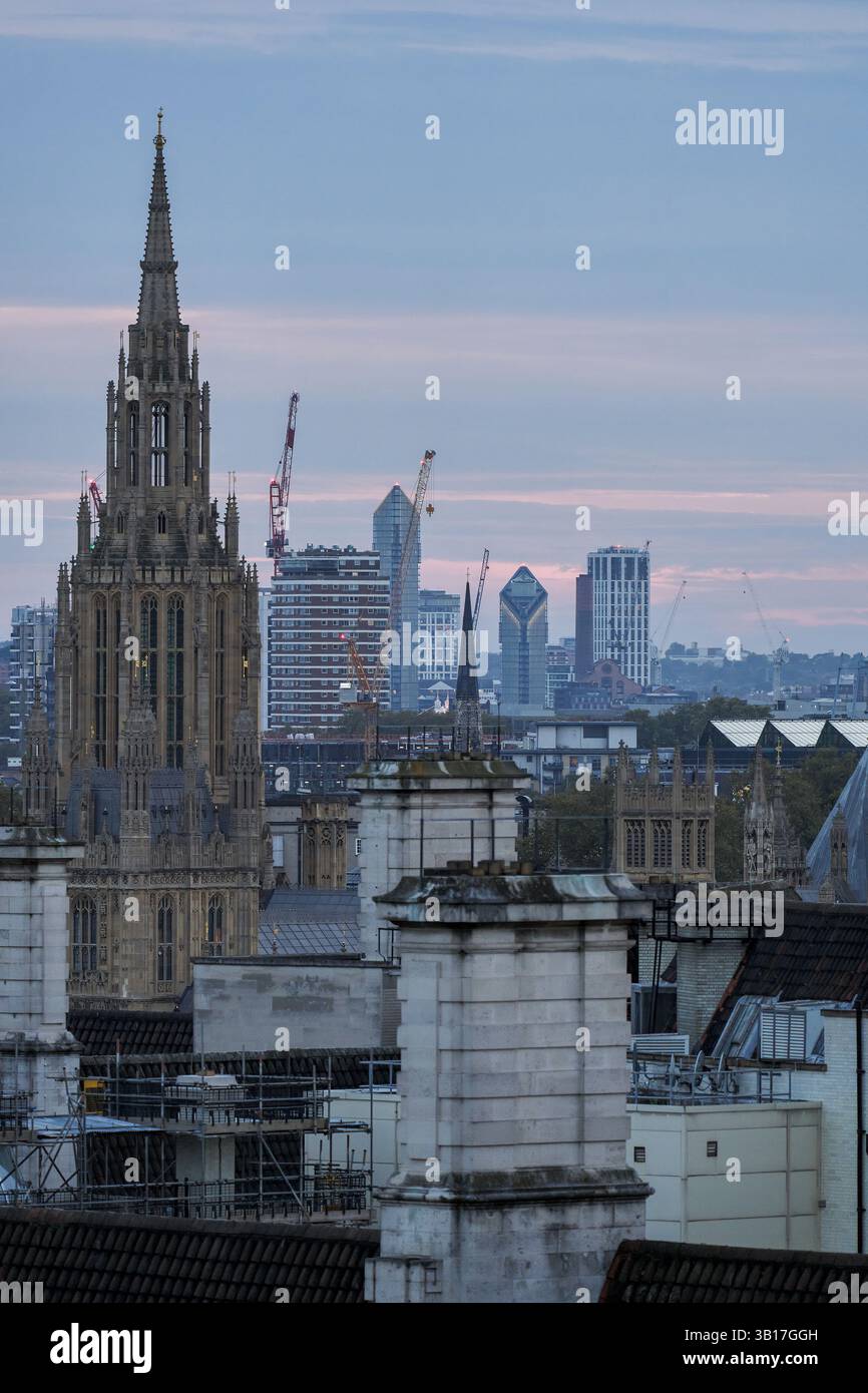 The Victorian gothic Middlesex Guildhall, Westminster Abbey, and modern ...