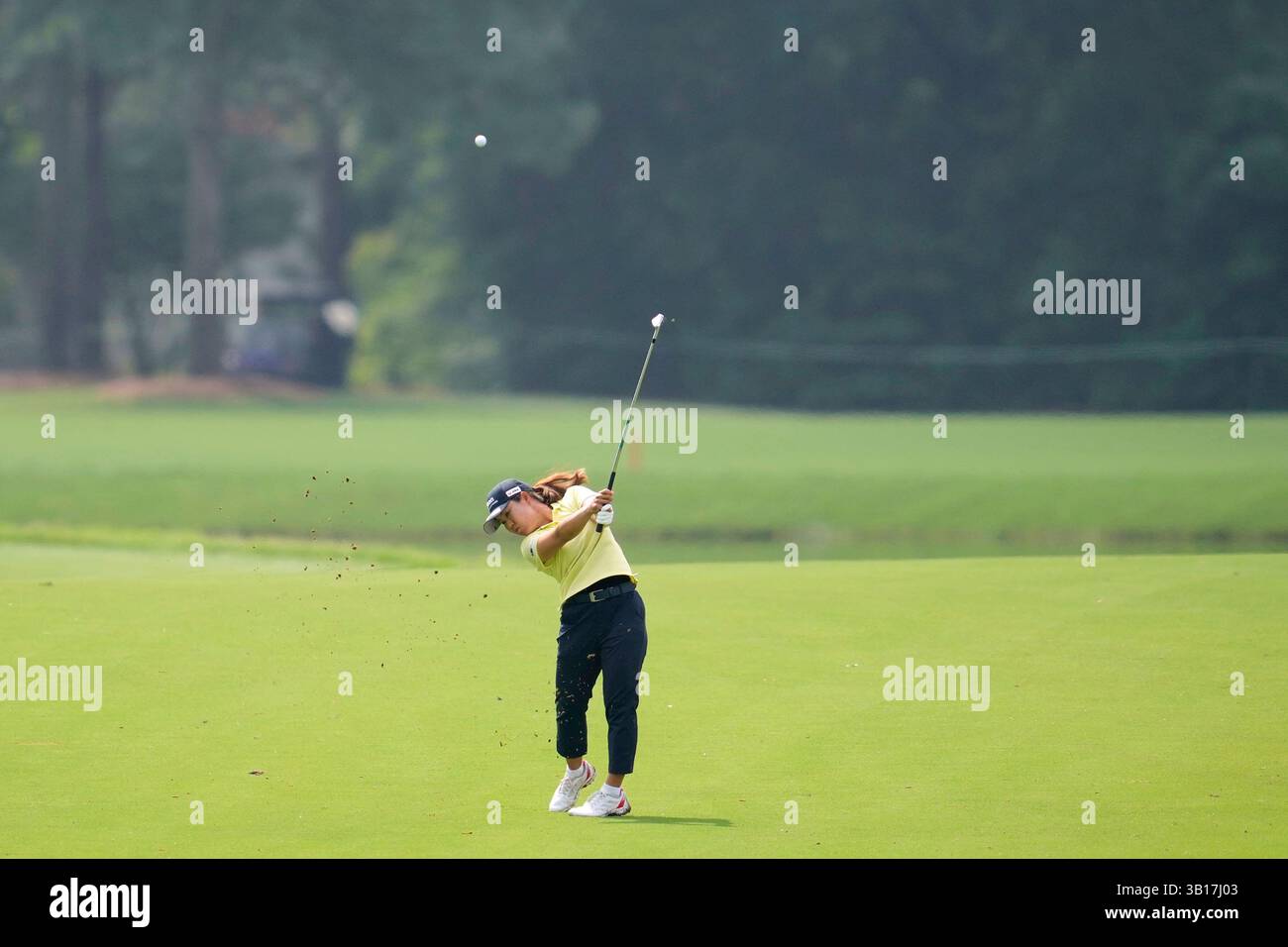 Nasa Hataoka, of Japan, hits on the fifth hole during the second round ...