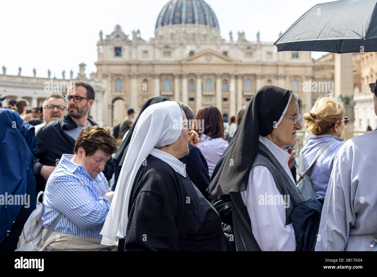 Vatican - April, 23, 2025: Nuns waiting by St Peters Basilica during ...