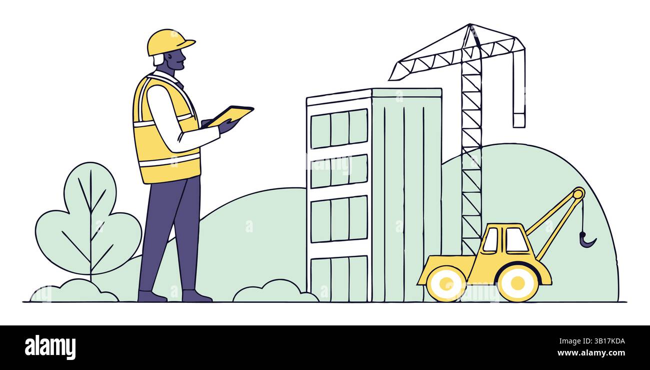 Construction project supervision Stock Vector Images - Alamy