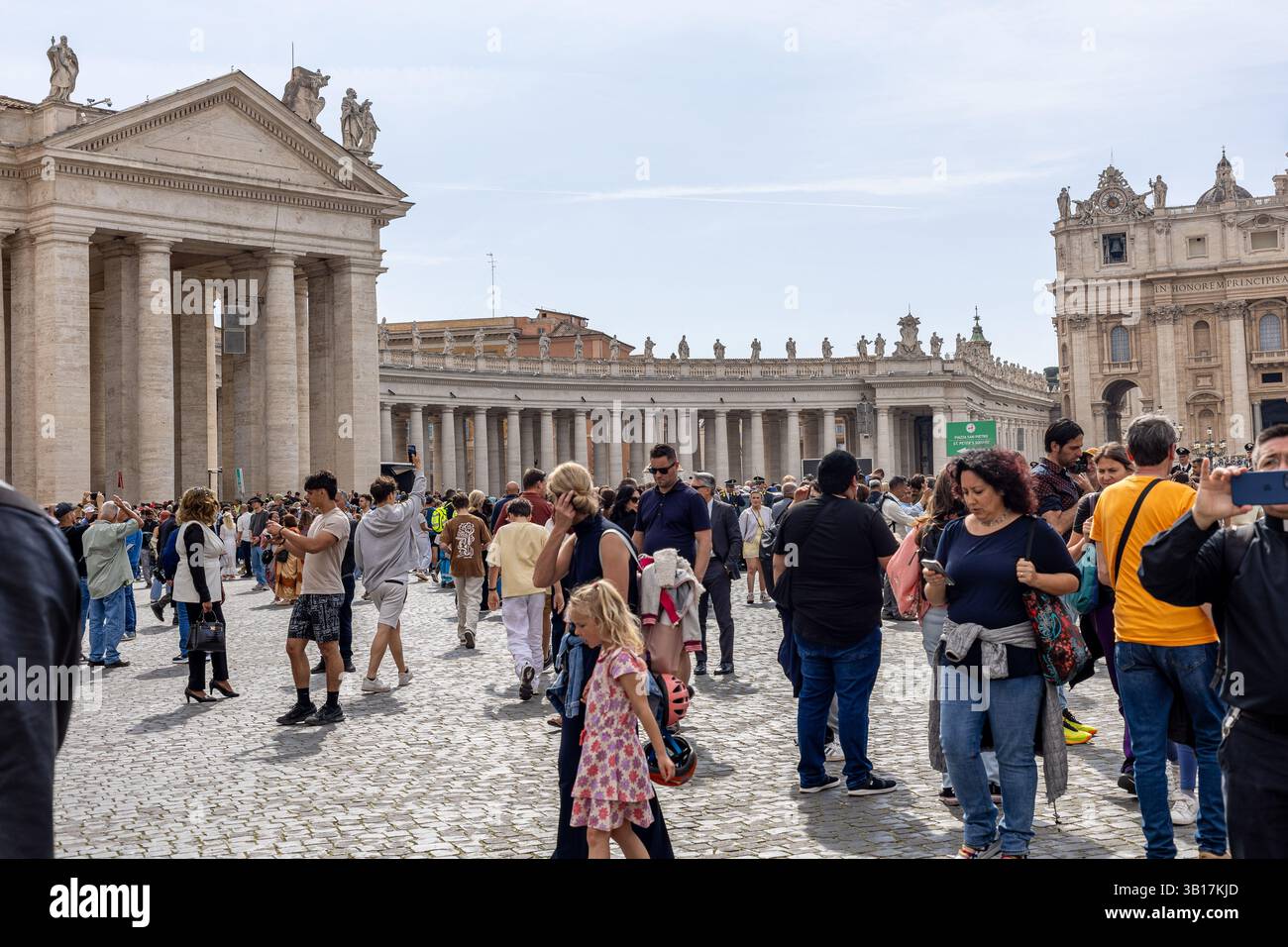 Vatican - April, 23, 2025: People at St Peters Square saying goodbye to ...