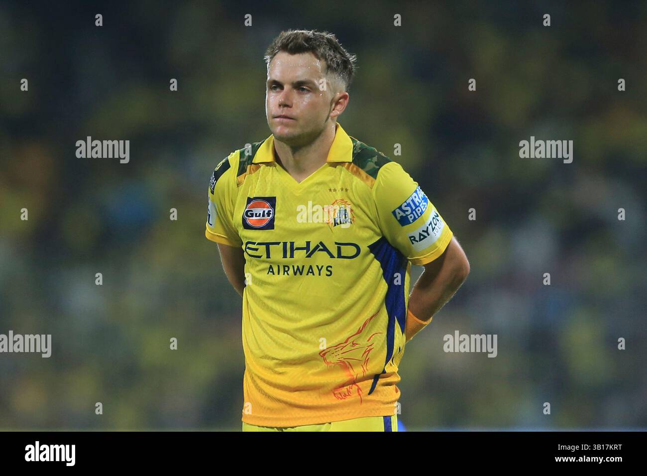 Chennai Super Kings' Sam Curran reacts during the Indian Premier League ...