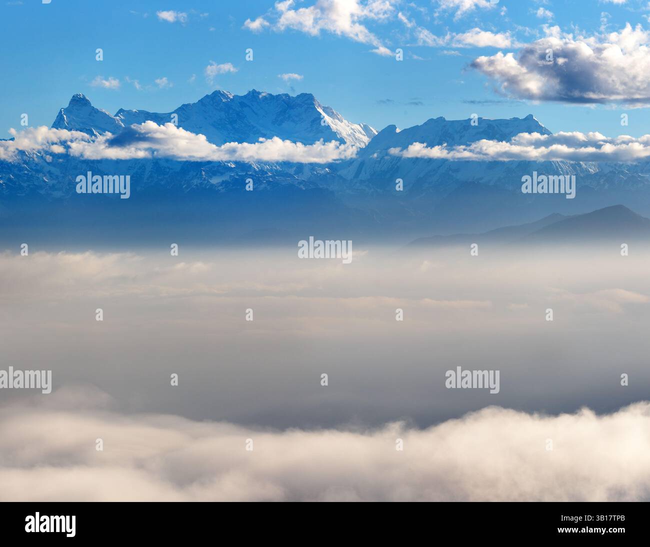 View of mount Kanchenjunga 8586 m from Eastern Nepal, the higgest mount ...