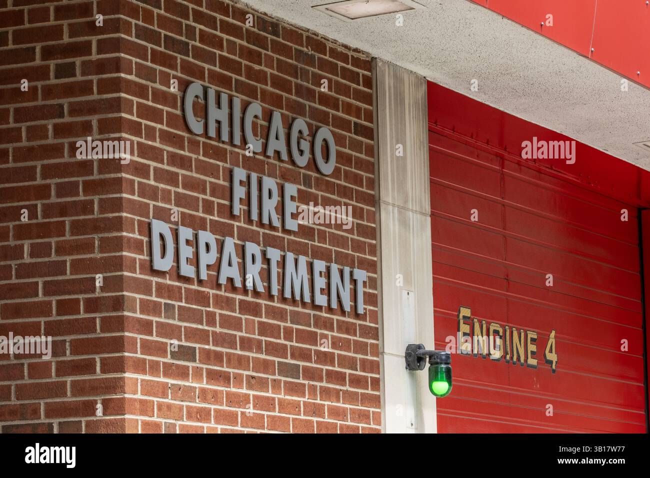 Chicago - April 23, 2025: Chicago Fire Department Engine Company 4. CFD ...