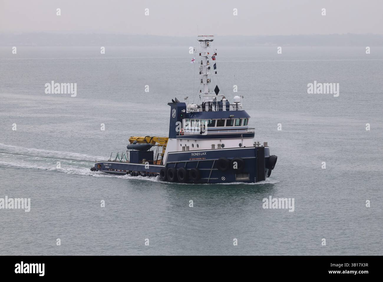 The Tronds Marine multi purpose tug boat MV TRONDS LAX approaching the ...