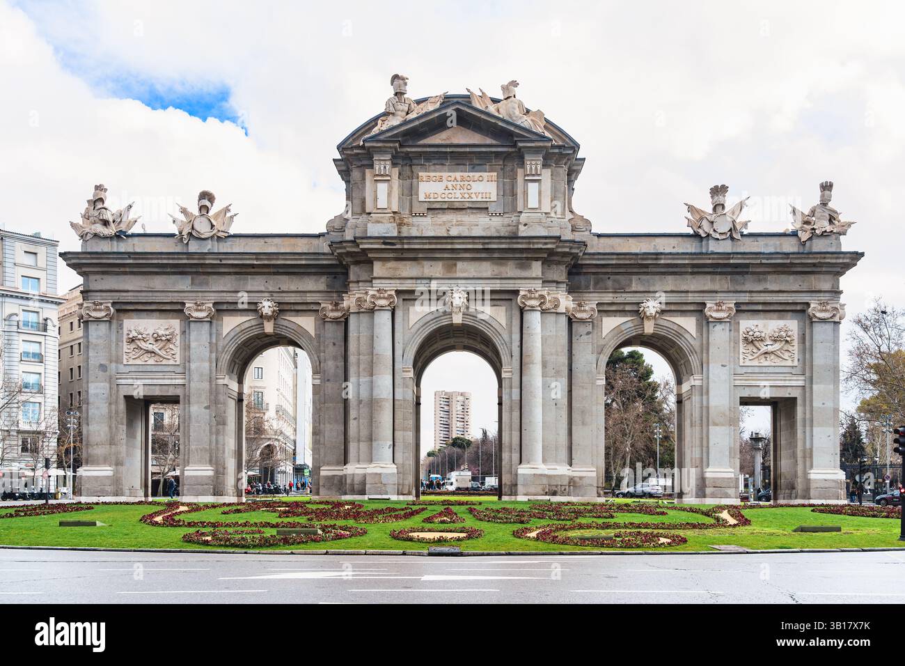 Madrid, Spain - 03.10.2025: View with The Puerta de Alcala ...