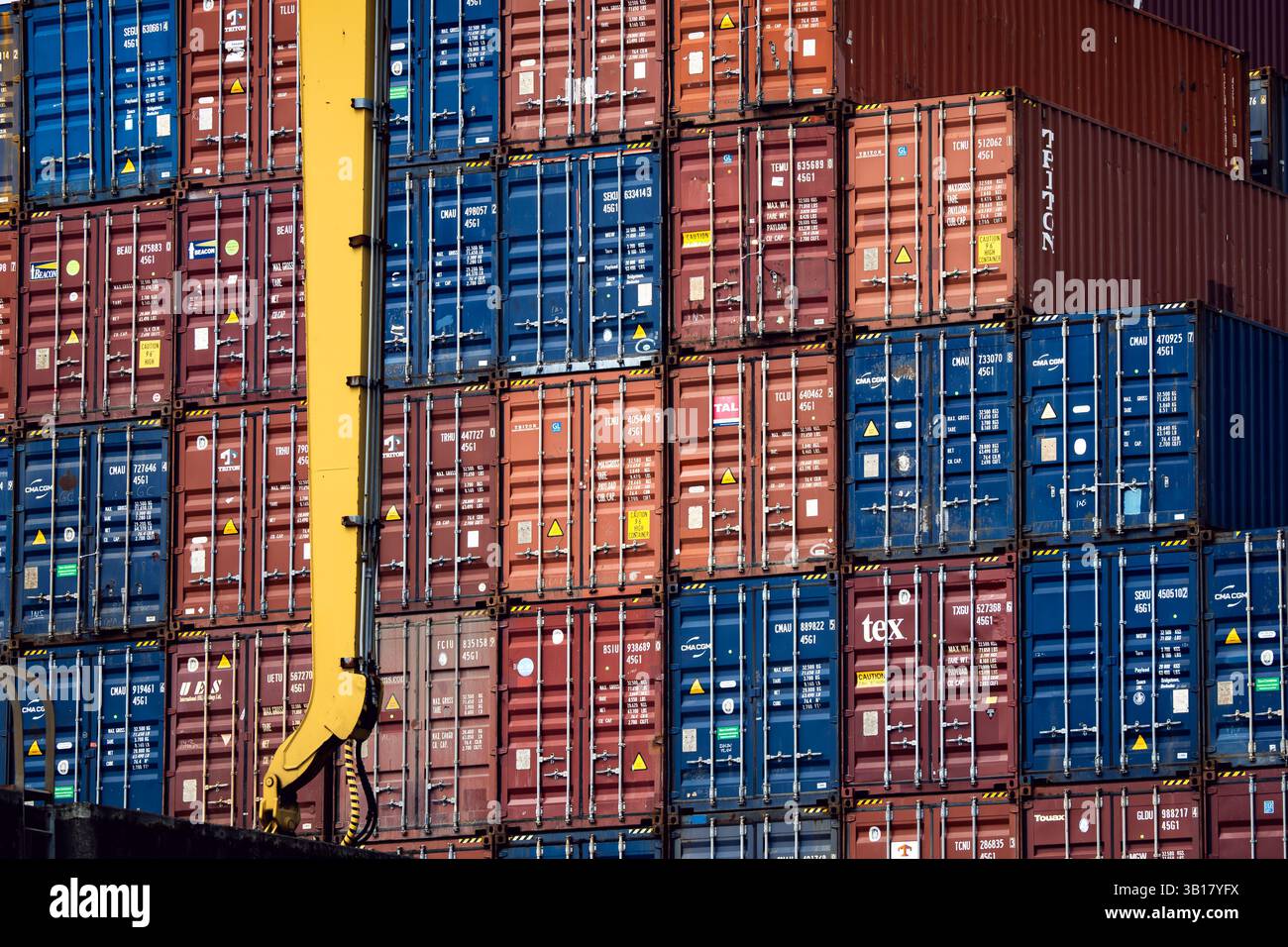 Colorful view of stacked containers near the container terminal in the ...