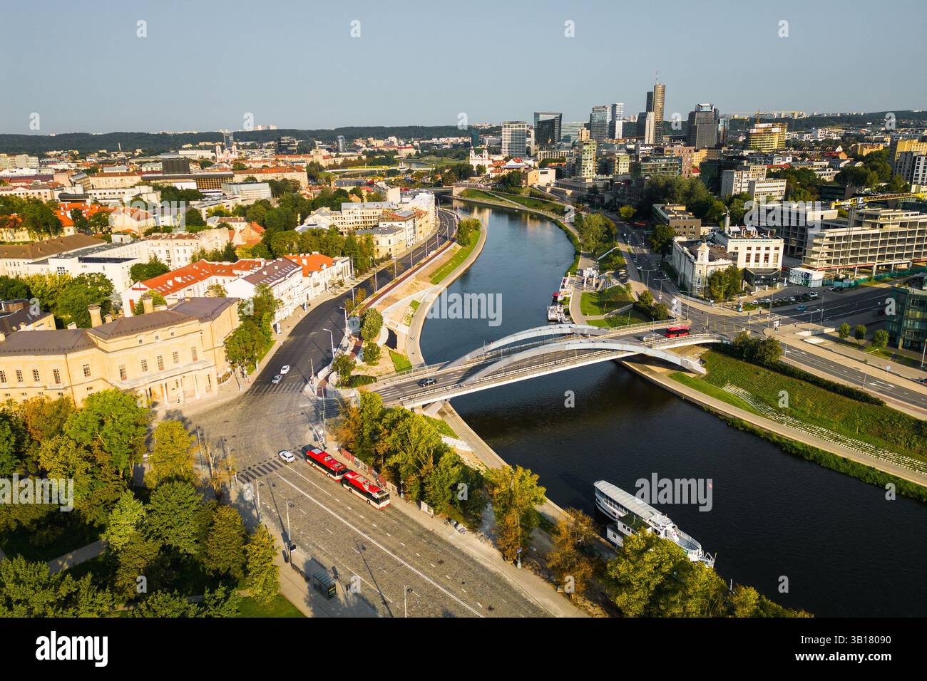 Aerial View of Vilnius City With Neris River and Mix of Old And Modern ...