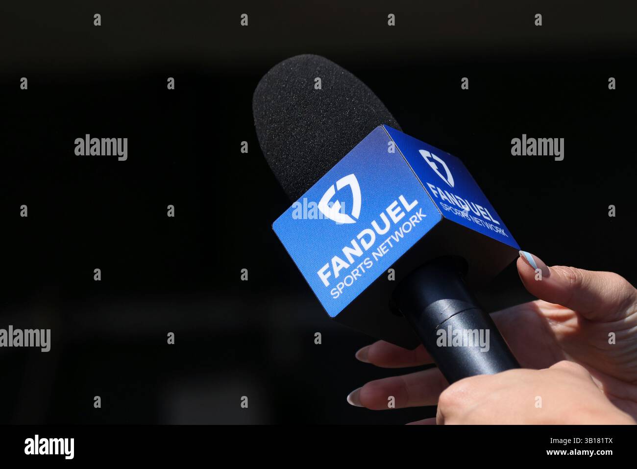 DETROIT, MI - APRIL 23: The Fanduel Sports Network logo is seen on the ...