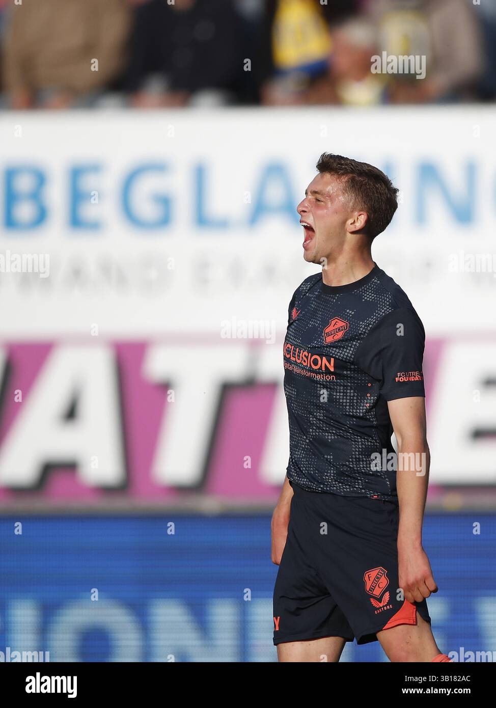 WAALWIJK - Oscar Fraulo of FC Utrecht celebrates 0-1 during the Dutch ...