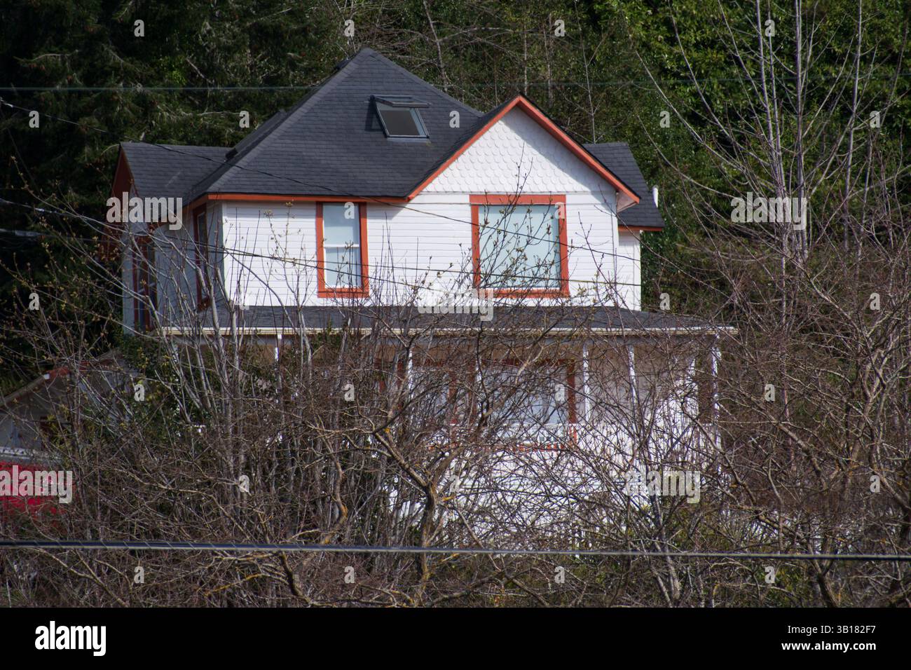 ASTORIA, OR, US - APR 12, 2025: A Victorian house, famously featured in ...