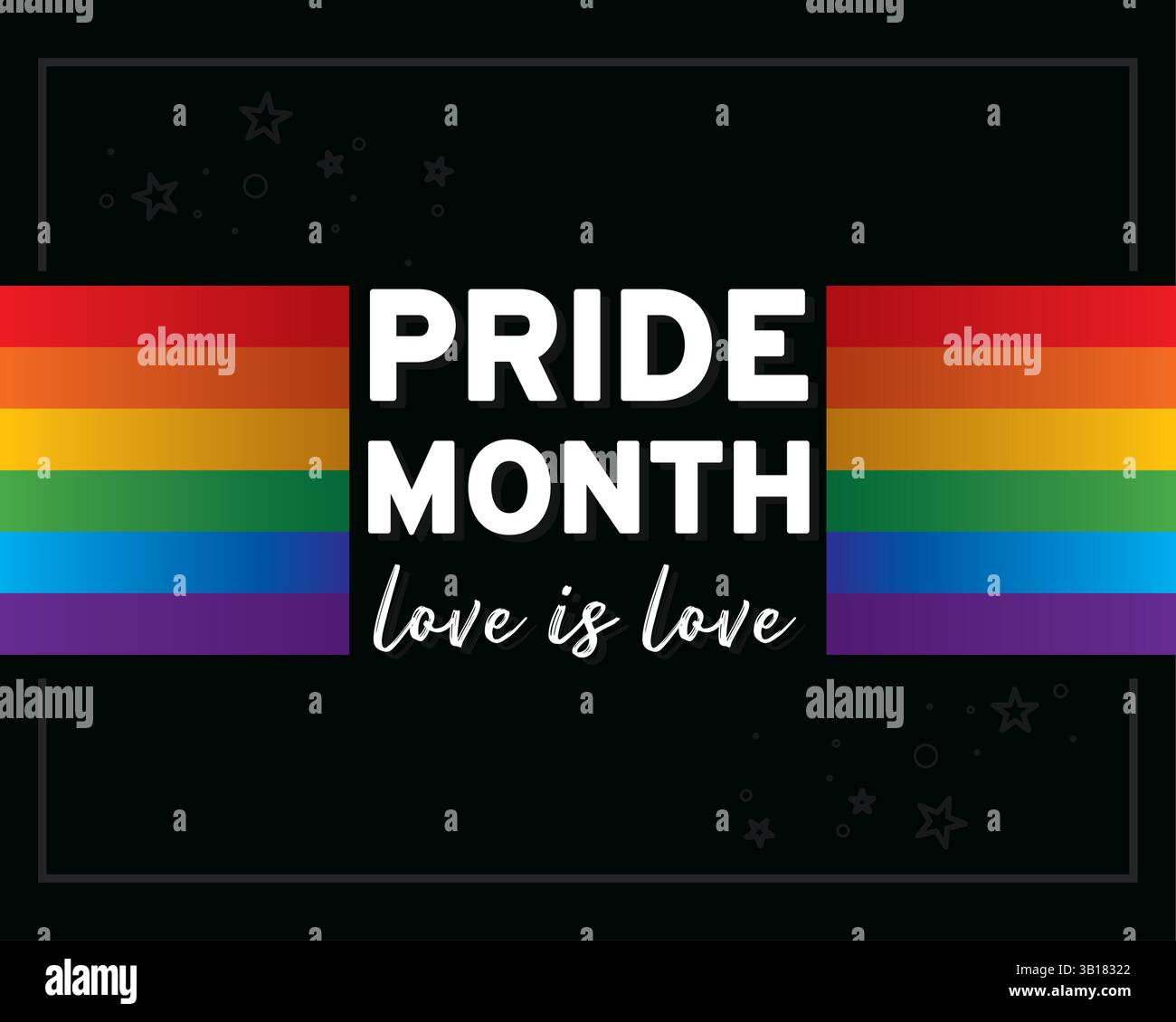 Text pride month with horizontal rainbow flags and love message. Vector ...