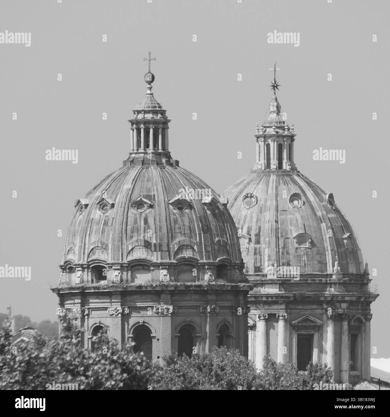 Unusual perspective with the domes of Sant Andrea Della Valle and San ...