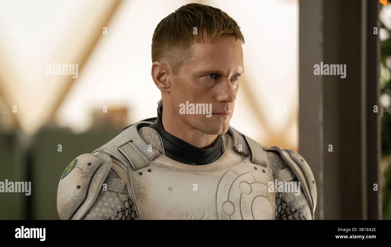 ALEXANDER SKARSGARD in MURDERBOT (2025), directed by PAUL WEITZ, CHRIS ...