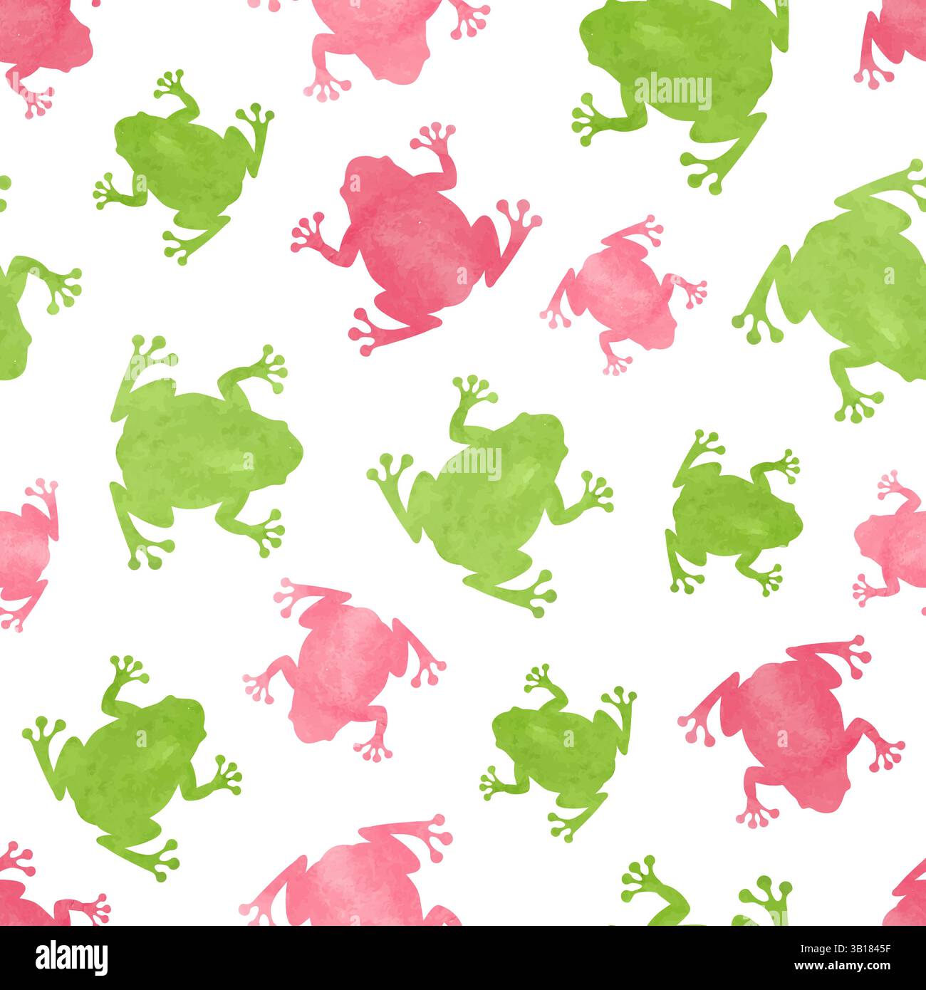 Frog pattern. Vector watercolor background with pink and green frogs ...