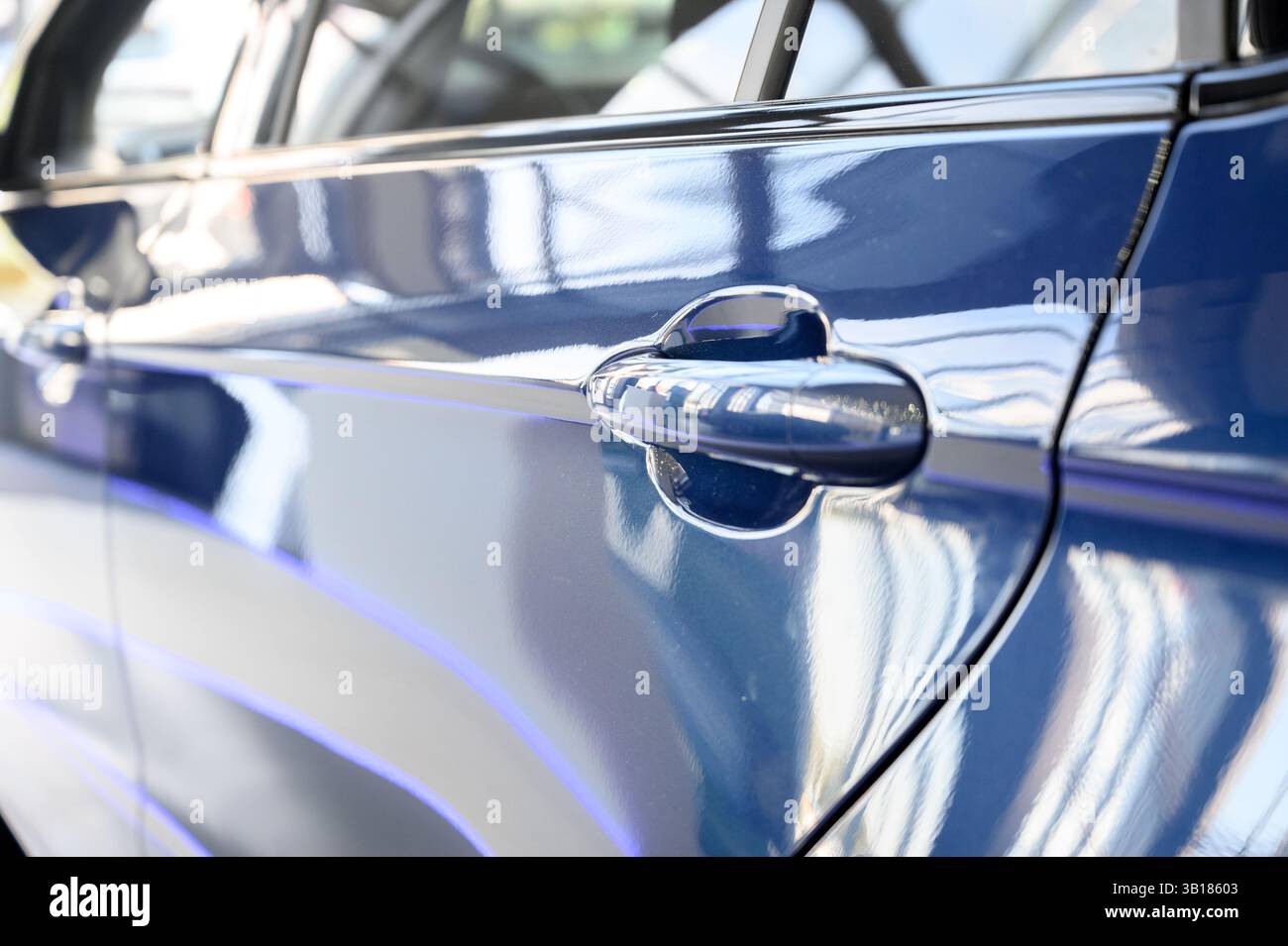 Modern door handle new car. Smart retractable door handles. Car ...