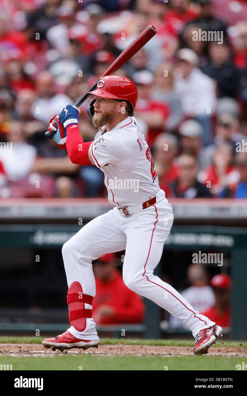 CINCINNATI, OH - APRIL 17: Cincinnati Reds outfielder Jake Fraley (27 ...