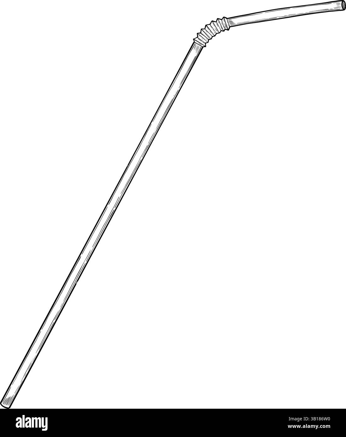 Black and white vector illustration of a classic drinking Straw in ...