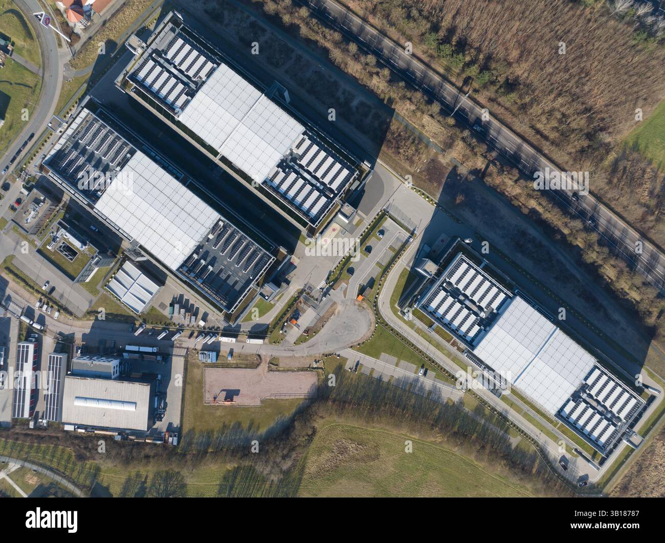 aerial photos of large scale data center, computing center, Germany ...