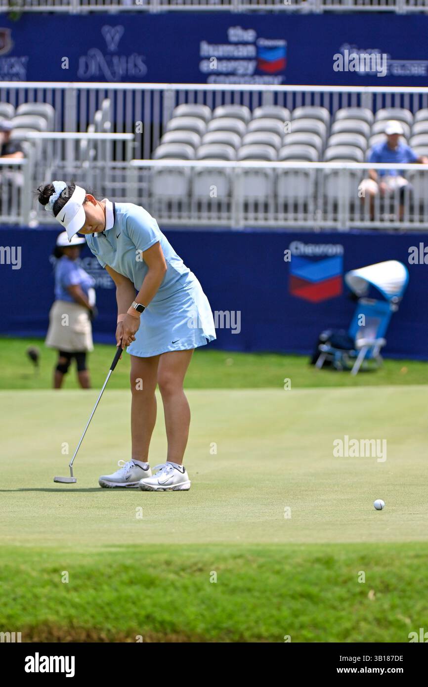 THE WOODLANDS, TX - APRIL 25: Luci Li (USA) barely misses her birdie ...
