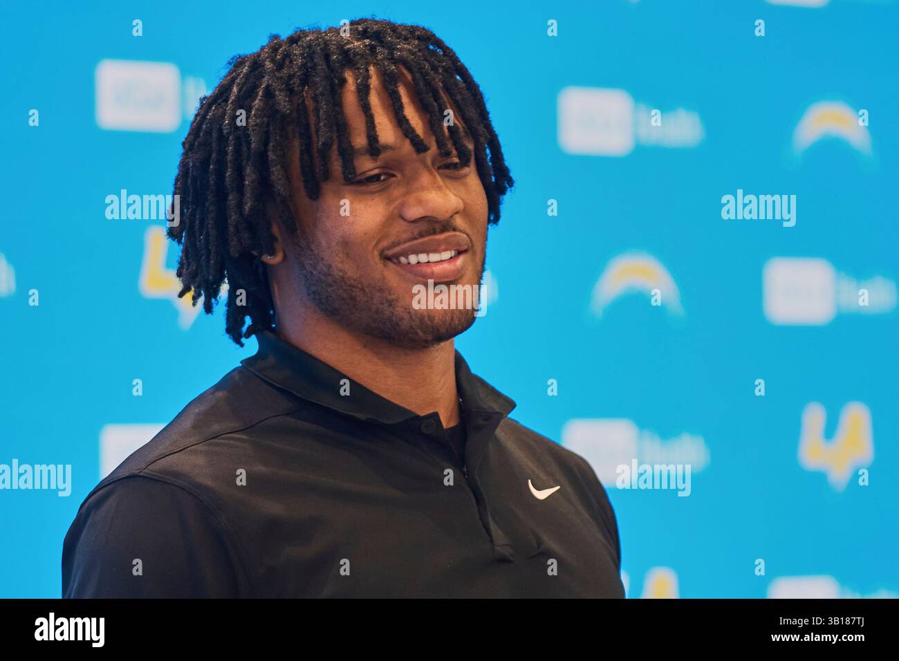 Running back Omarion Hampton, the Los Angeles Chargers first round pick ...