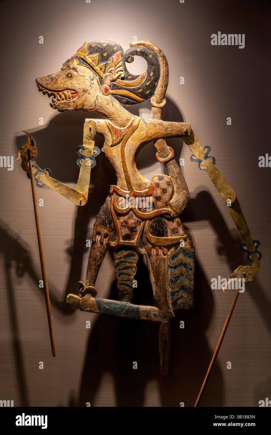 Wayang Klitik shadow puppet, representing Hanuman, Java, Indonesia ...