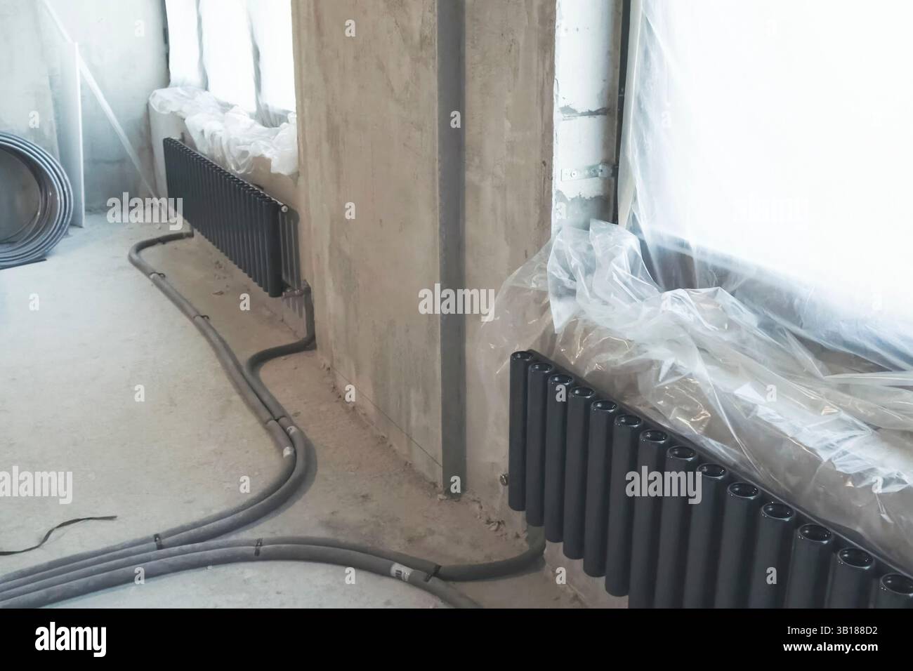 Radiators of the heating system, Radiators with cylindrical tubes Stock ...