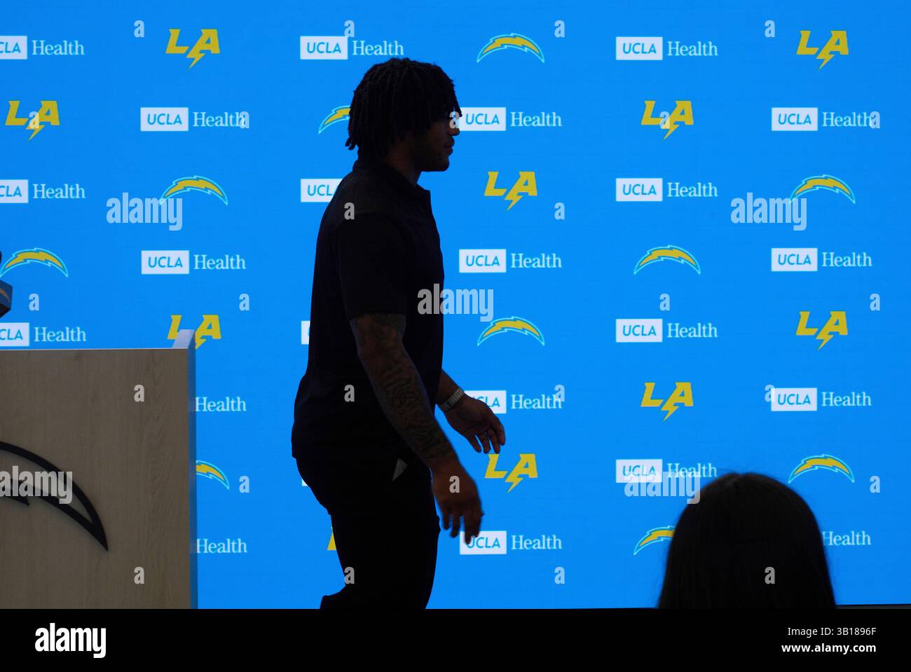 Running back Omarion Hampton, the Los Angeles Chargers first round pick ...