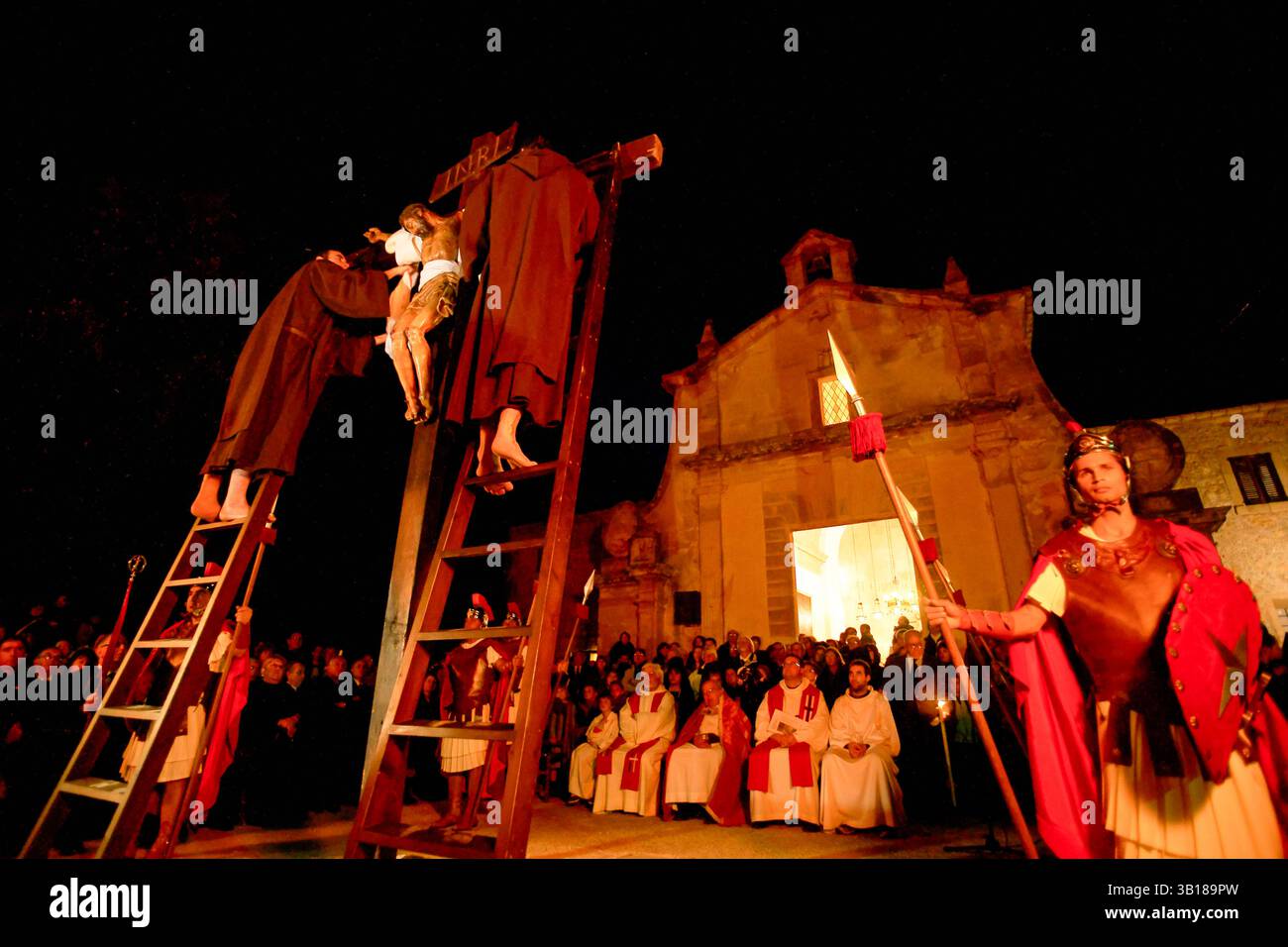 The descent of Jesus Christ from the cross during the Christian Easter ...