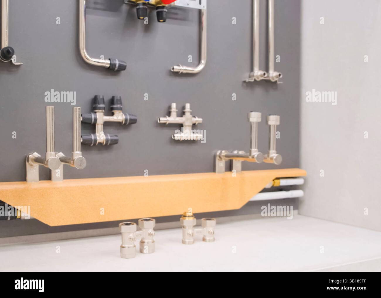 Connections and taps for the heating system, pipes and tees Stock Photo ...