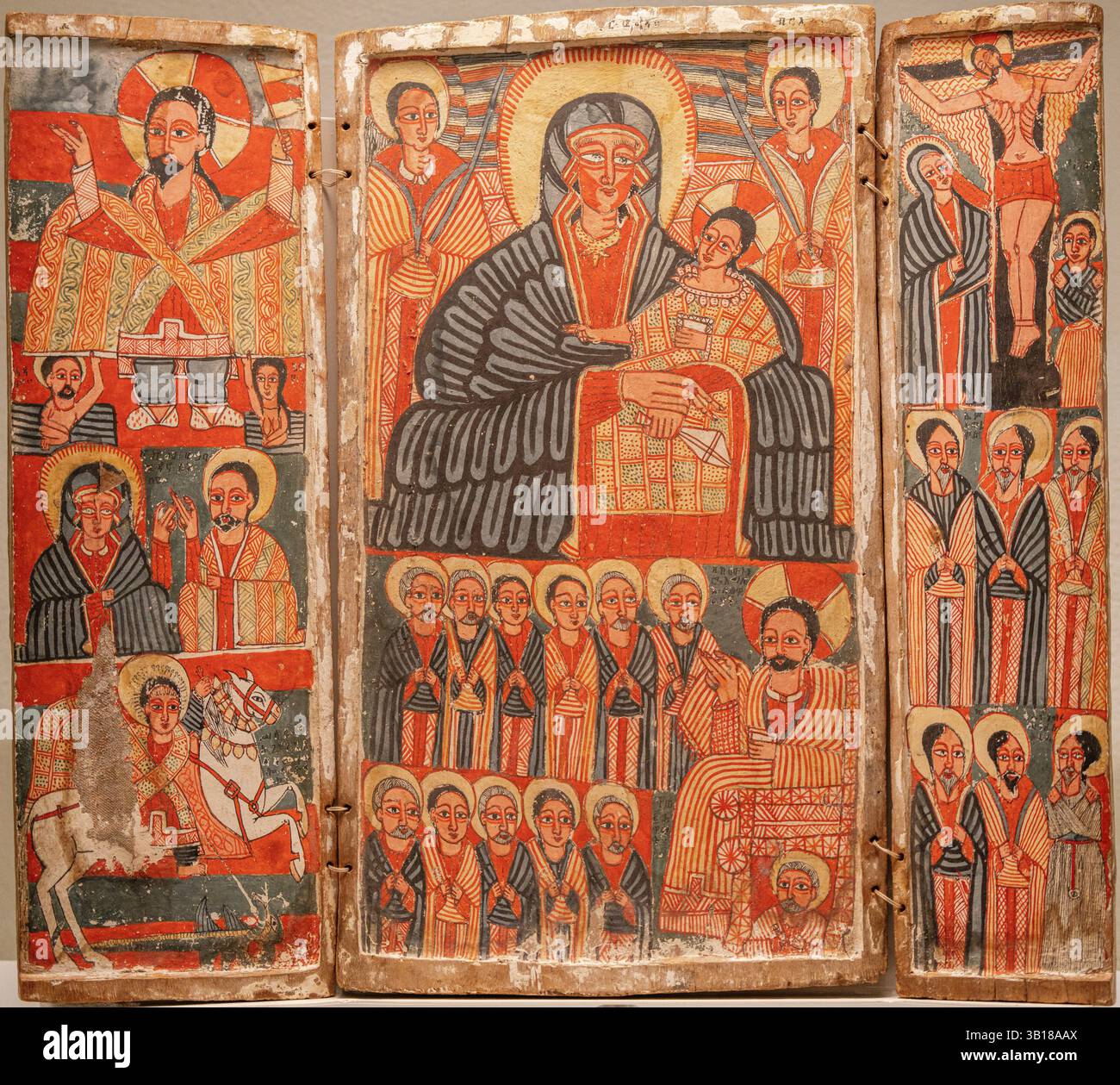 Triptych with the Virgin and scenes from the life of Jesus and the saints, Ethiopia, 17th ...
