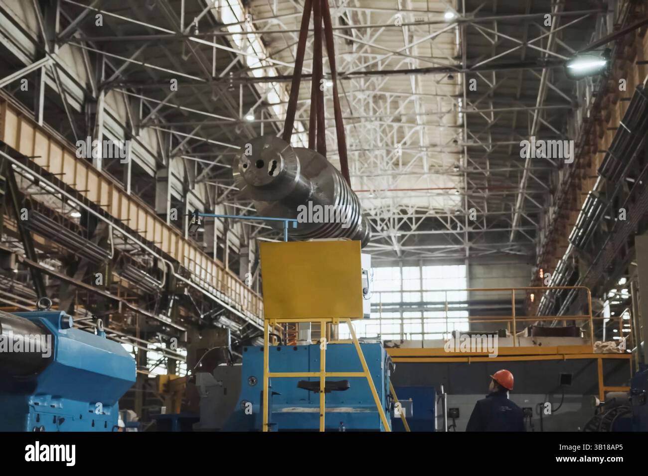 assembly of gas turbine parts in the workshop. Turbine assembly Stock ...