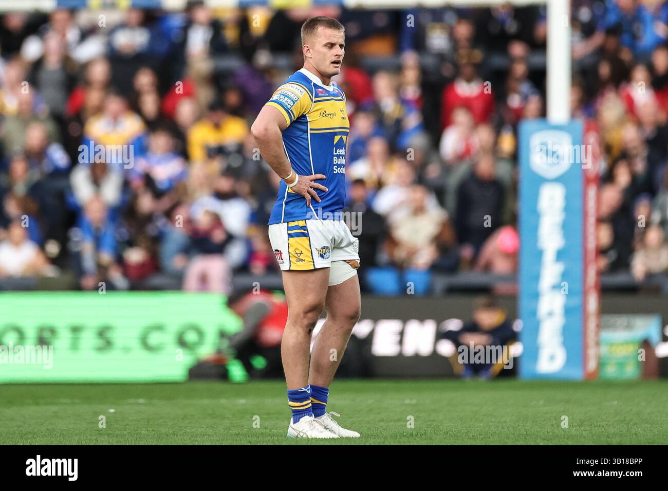 Leeds, UK. 25th Apr, 2025. Justin Sangare of Leeds Rhinos during the ...
