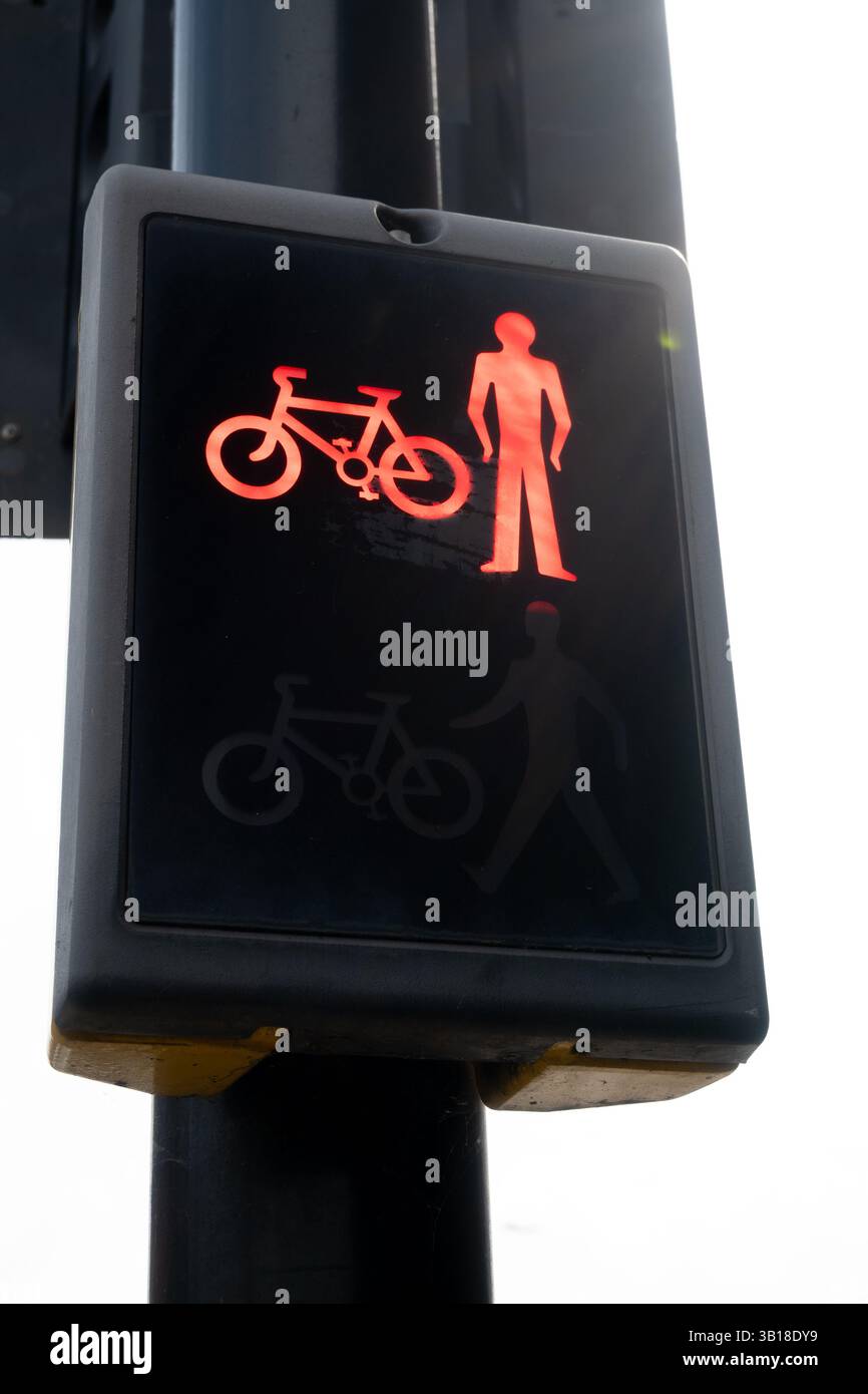 Pedestrian crossing sign at red, UK Stock Photo - Alamy