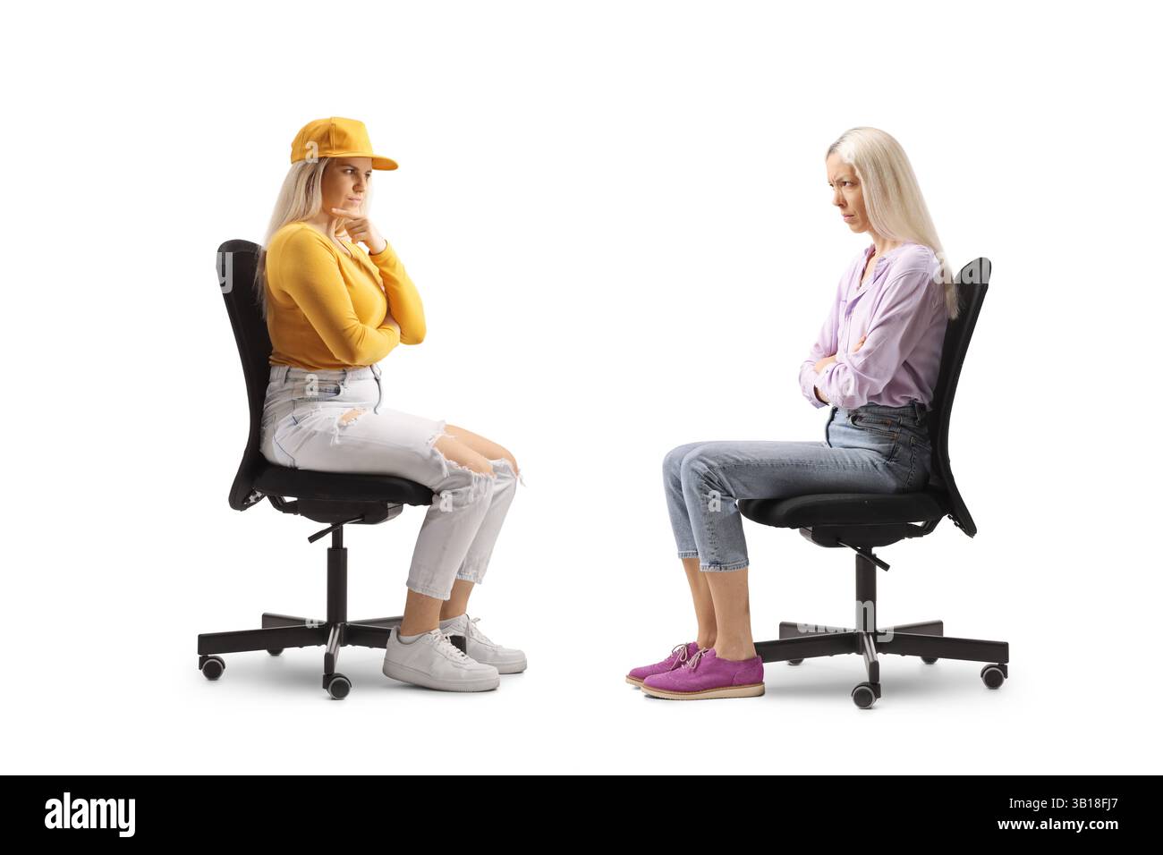 Women in two office chairs Cut Out Stock Images & Pictures - Alamy