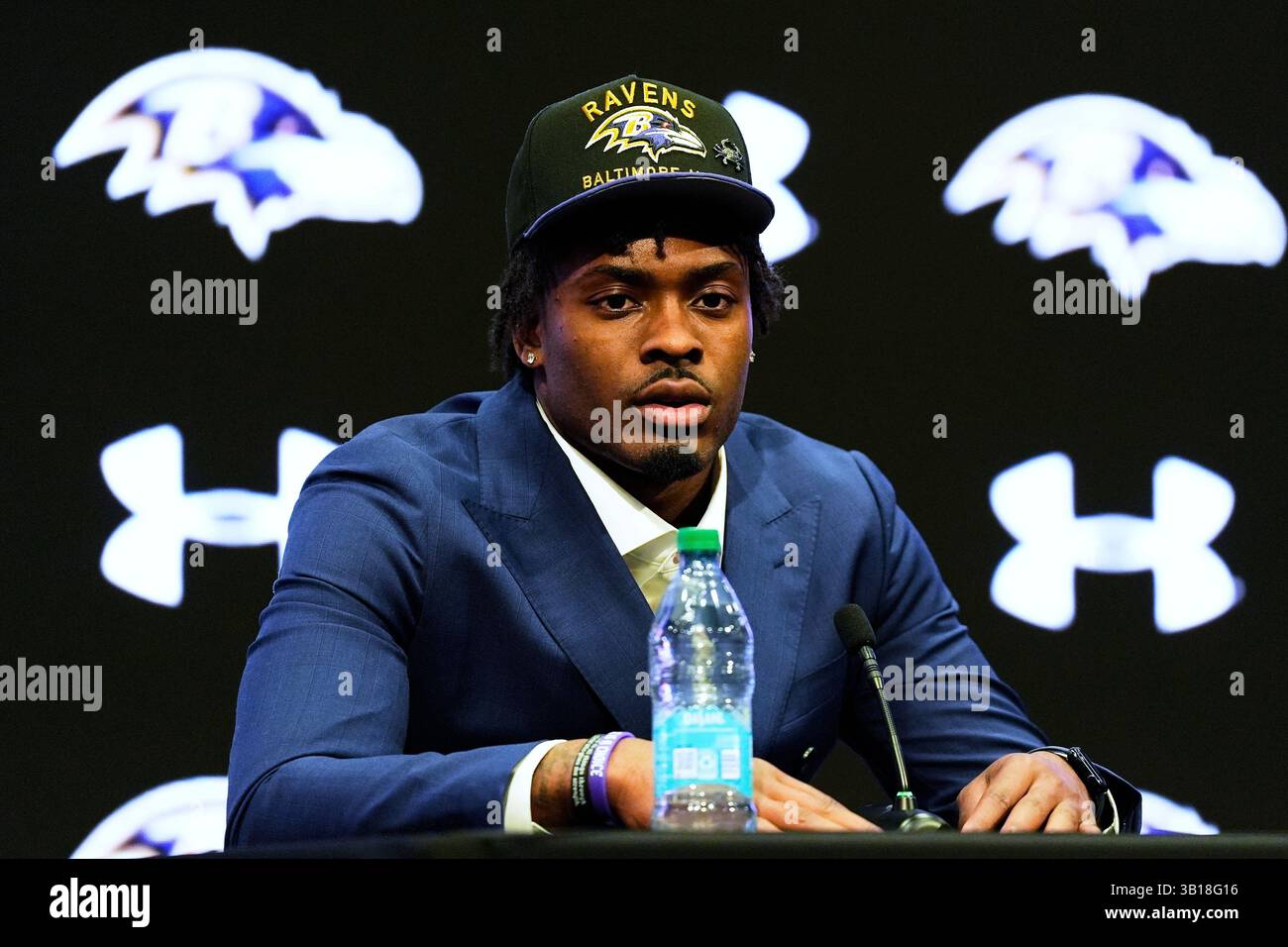 Safety Malaki Starks, the Baltimore Ravens first round draft pick, 27th ...