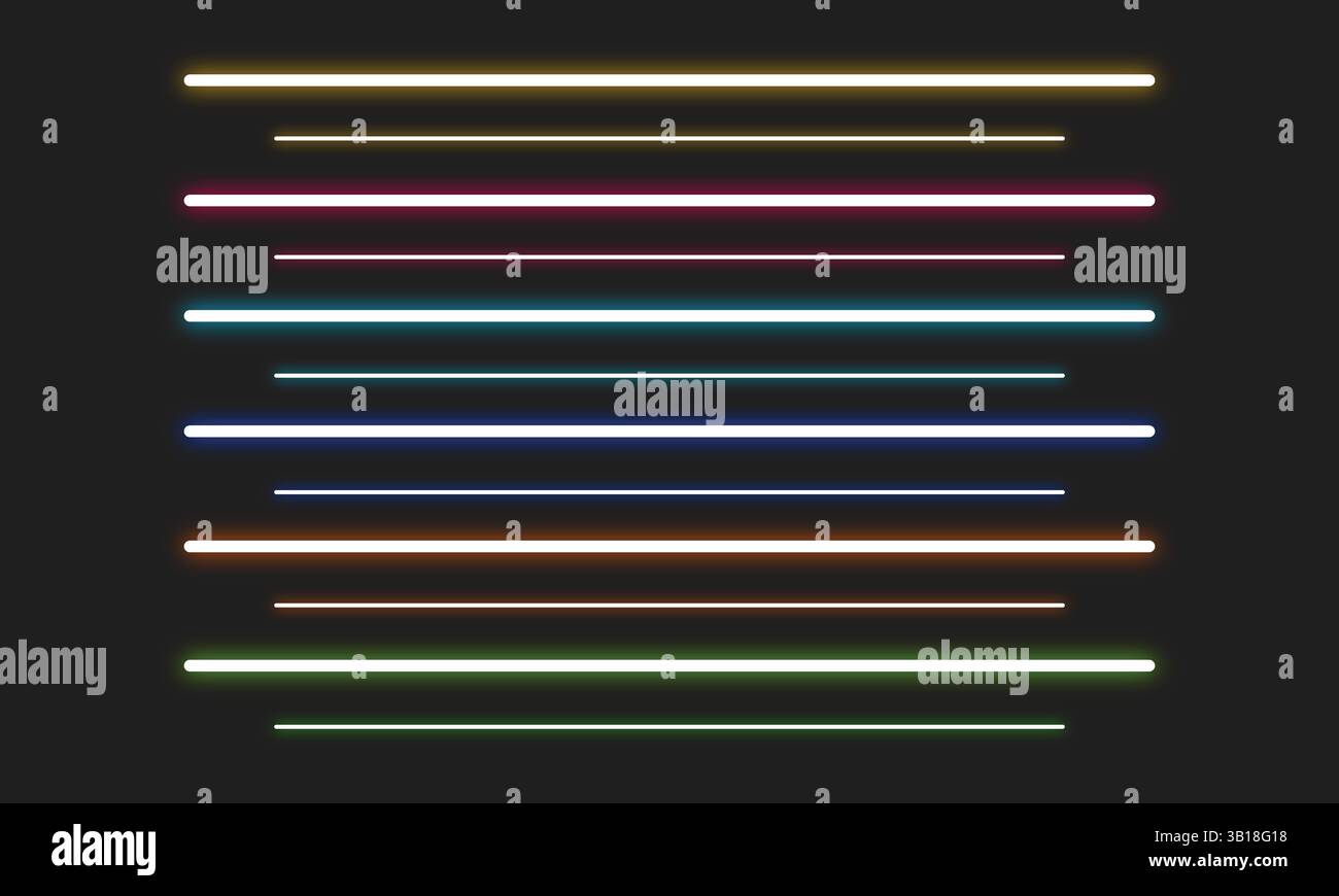 Set of 12 neon lines, neon light tubes, Neon Light Stripes Design ...