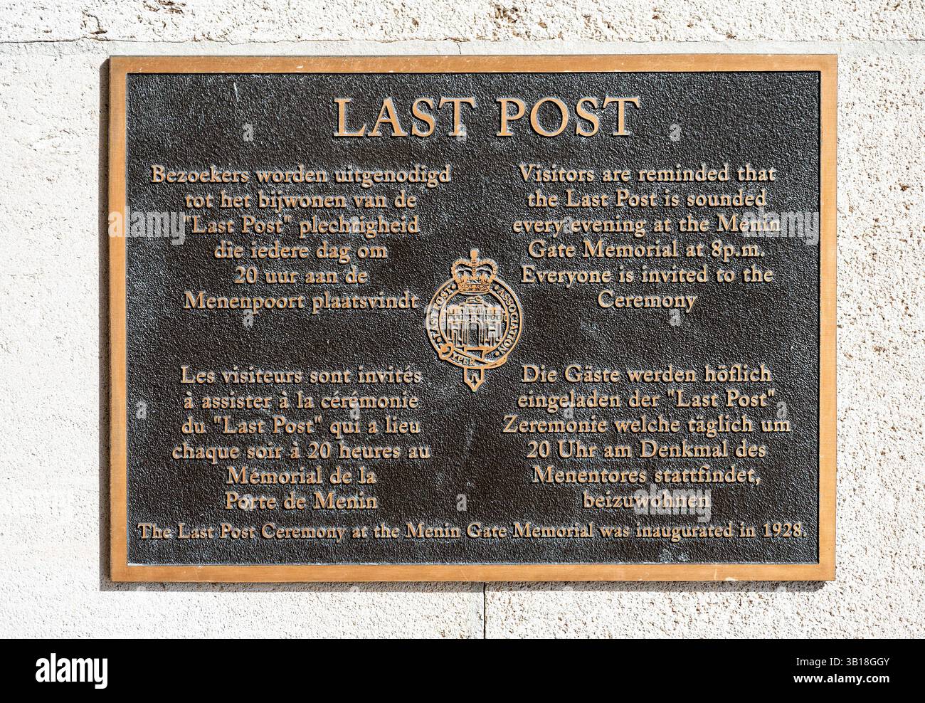 The Menenpoort or Menin Gate, the memorial monument with the Last Post ...