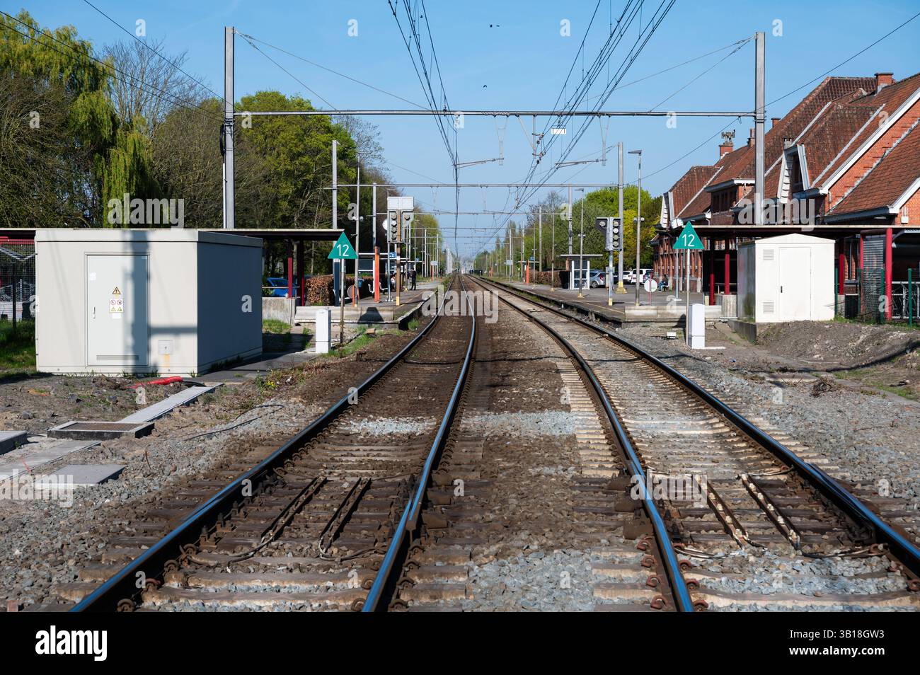 The railway station of the city of Comines - Warneton, Hainaut, Belgium ...