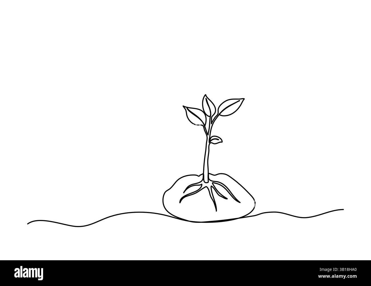 Sprout in the ground, one line drawing vector illustration Stock Vector ...