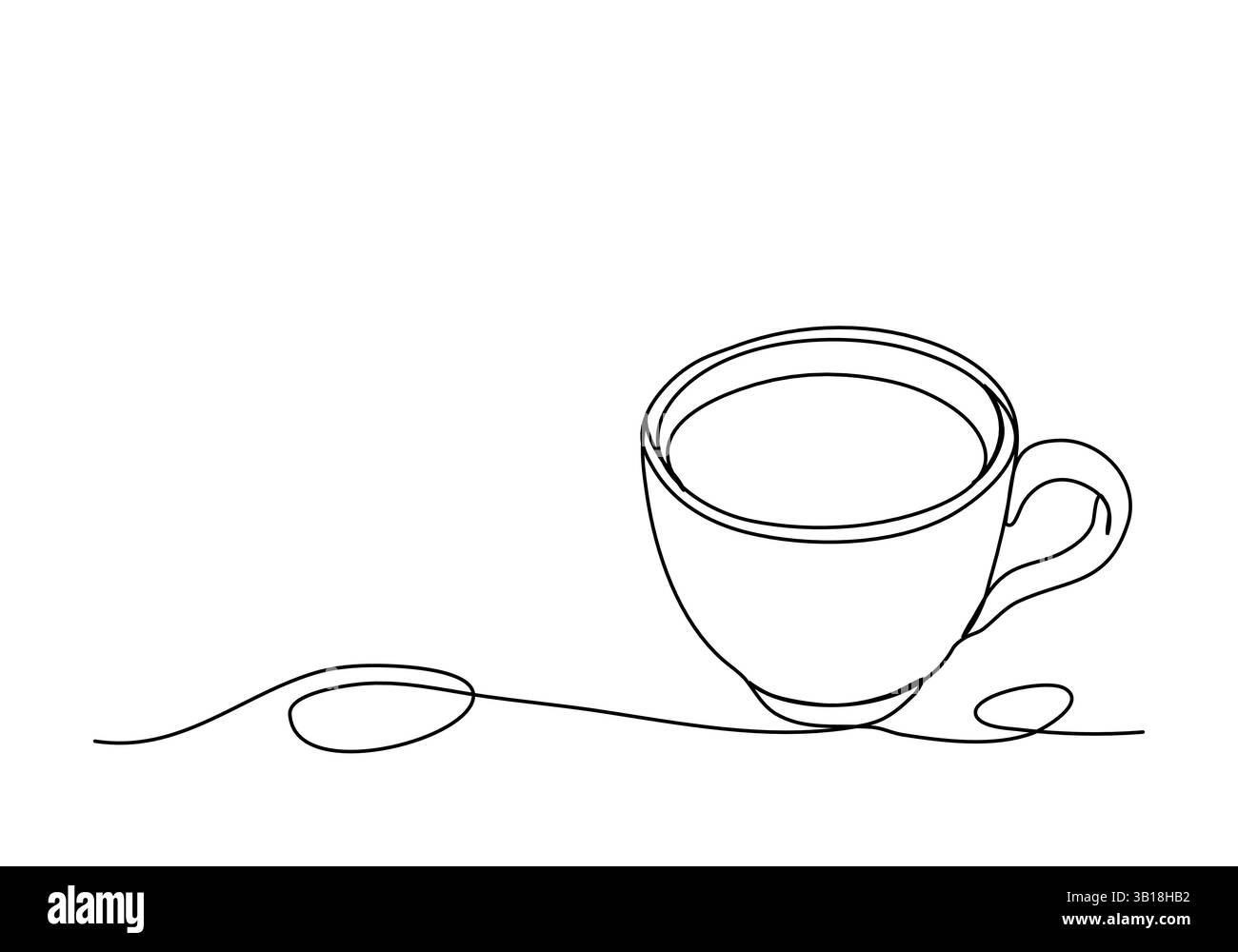 Cup of tea or coffee, one line drawing vector illustration Stock Vector ...