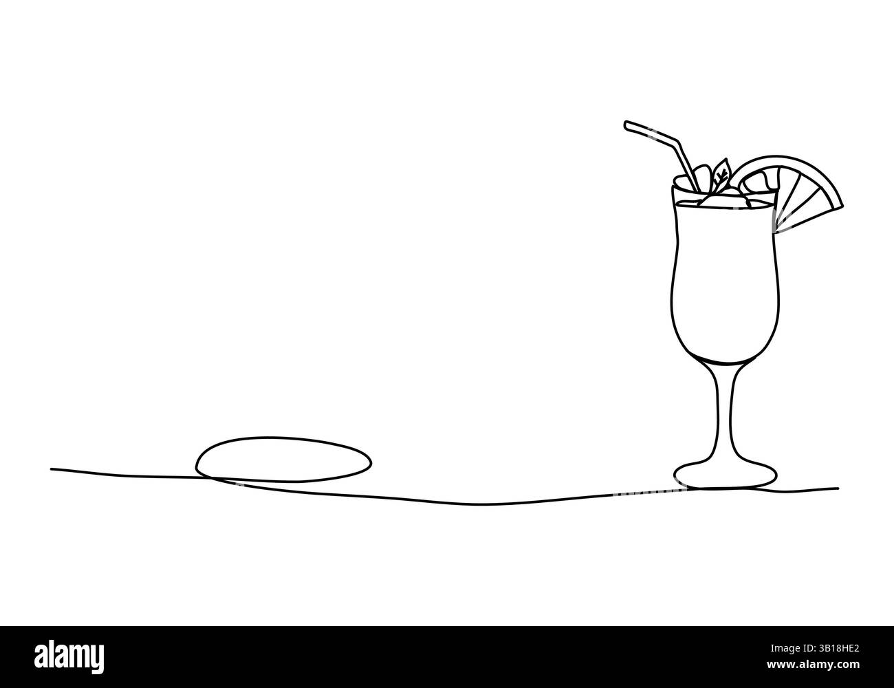 Cocktails, one line drawing vector illustration Stock Vector Image ...