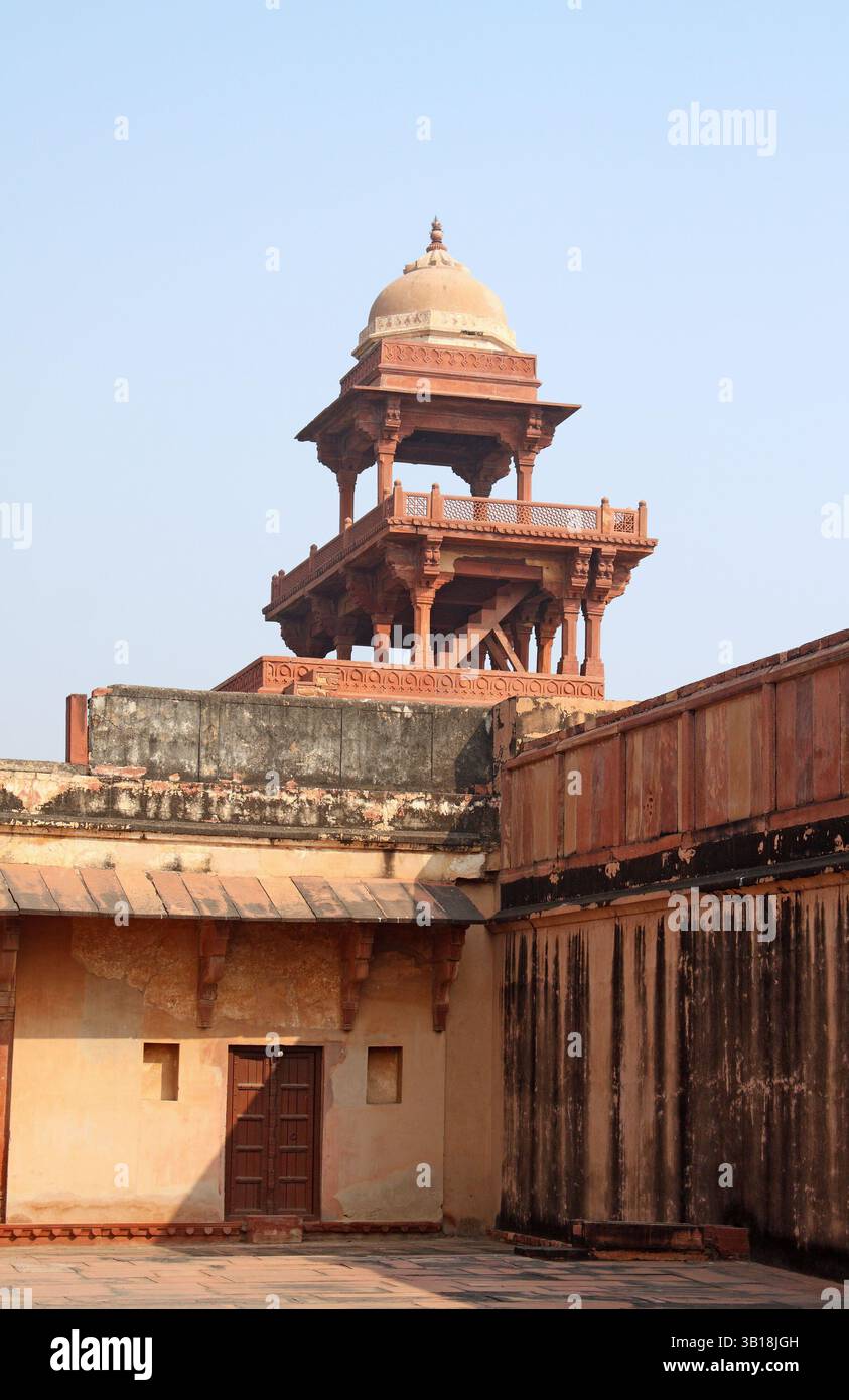 View of the upper levels of Panch Mahal (Five level Palace) at Fatehpur ...