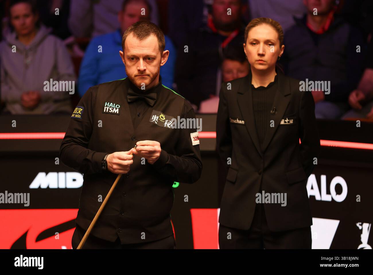 Mark Allen and Referee Tatiana Woollaston during the 2025 Halo World ...