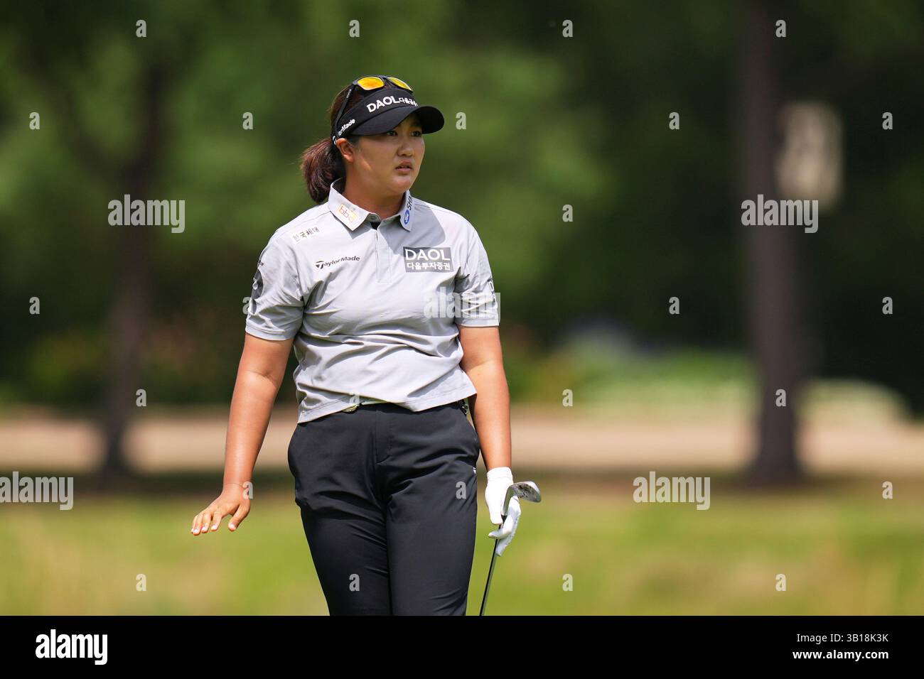 Haeran Ryu, of South Korea, reacts on the tenth hole during the second ...