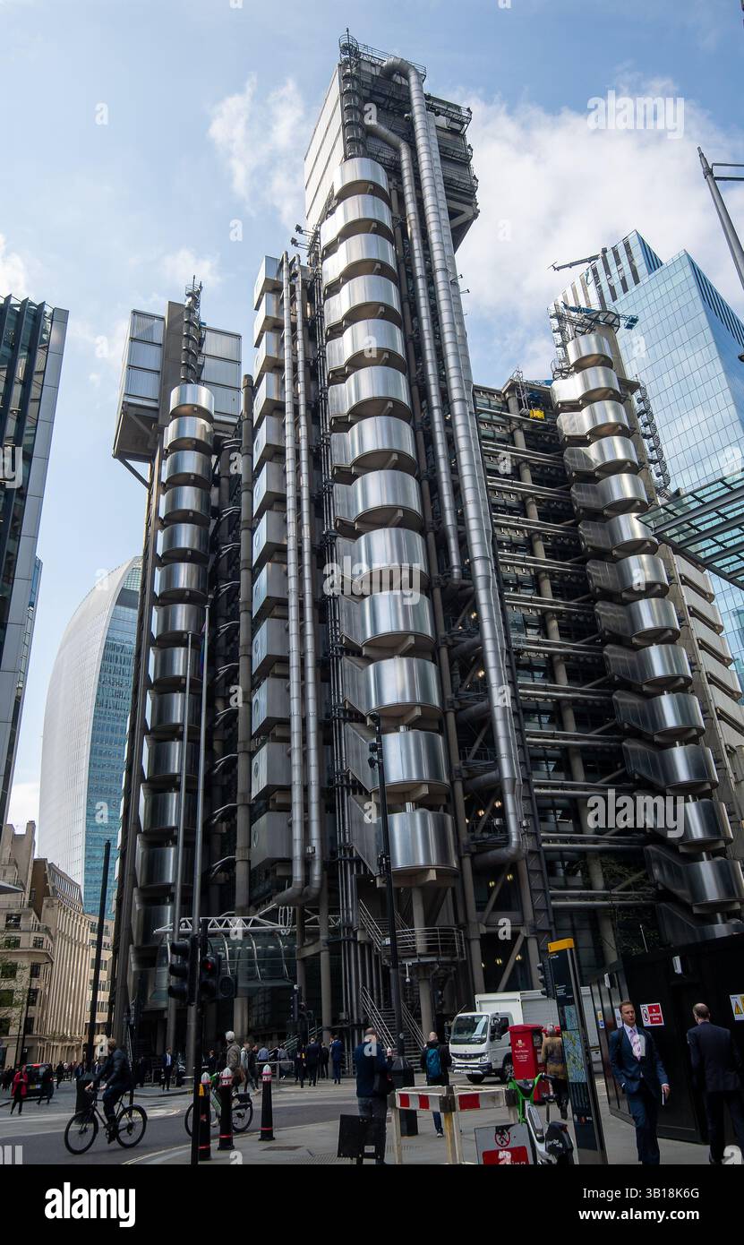 City of London, UK. 24th April, 2025. The iconic Lloyd's building in ...