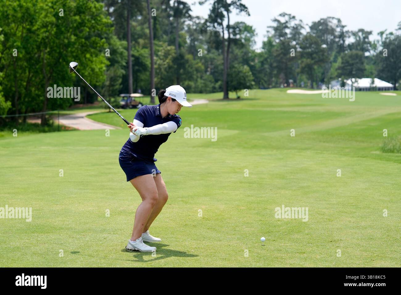 Xiyu Janet Lin, of China, hits on the ninth hole during the second ...