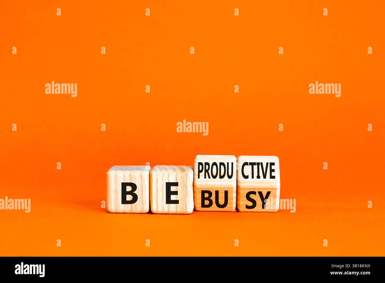 Be productive not busy symbol. Concept words Be productive Be busy on ...