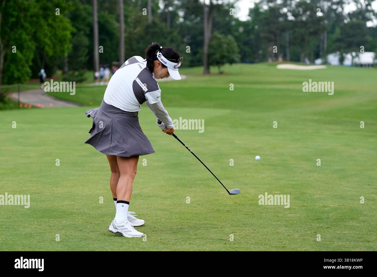 Ina Yoon, of South Korea, hits on the ninth hole during the second round of the Chevron ...