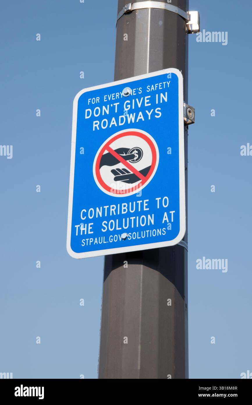 St. Paul, Minnesota. Anti-panhandling sign. To discourage giving to ...